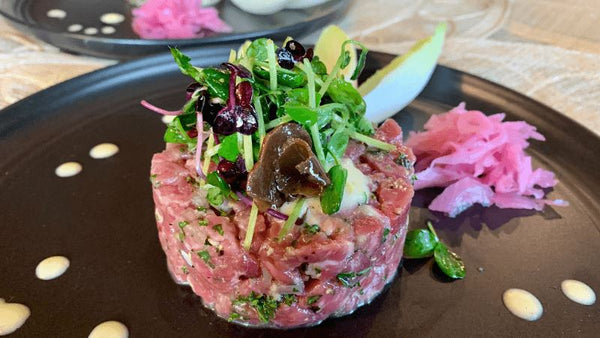 Beef Tartare with White Truffle and Microgreen Salad Recipe - Slofoodgroup