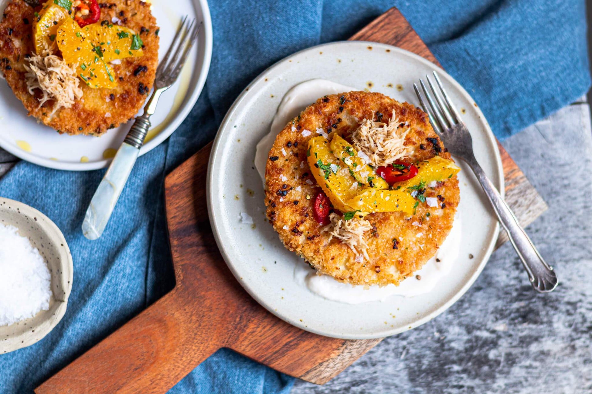 Celery Root Steaks with Citrus Salad and Horseradish