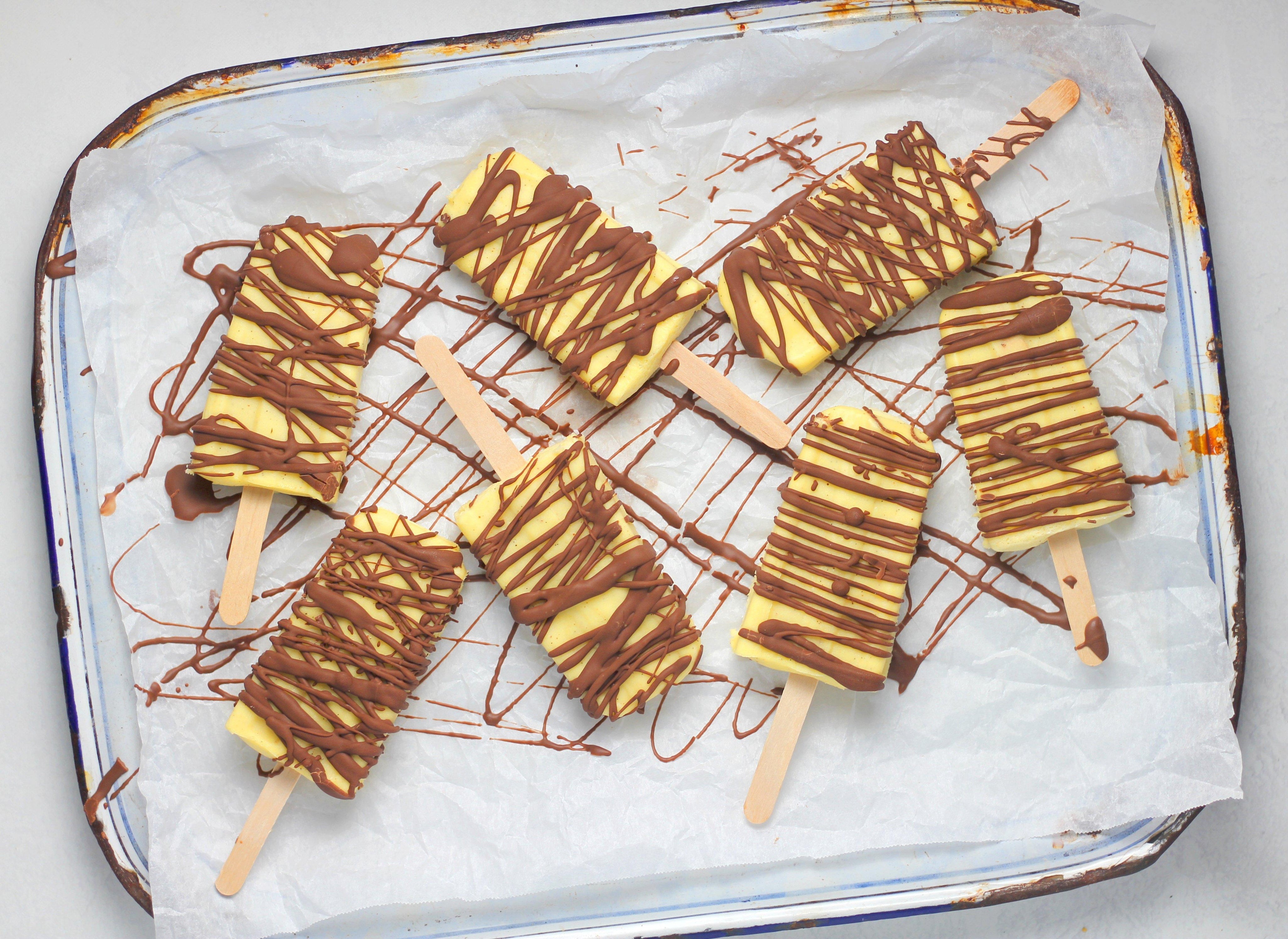 Eggnog Popsicles with vanilla beans and spices