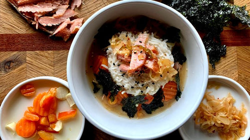 Japanese Green Tea Rice with Smoked Salmon