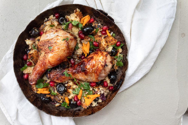 Moroccan spiced chicken with herbed cous cous