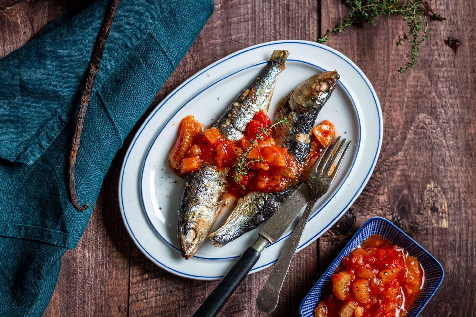 Poached Sardines in a Tomato Vanilla Sauce